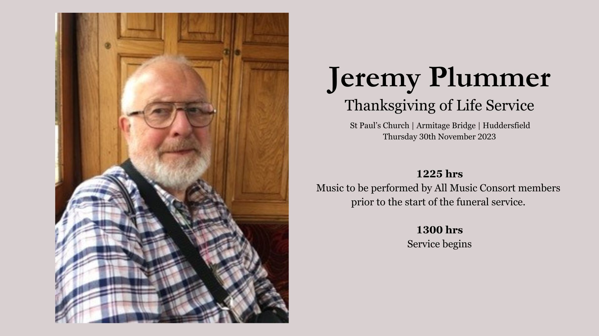 Jeremy Plummer Service of Thanksgiving - Live Streams