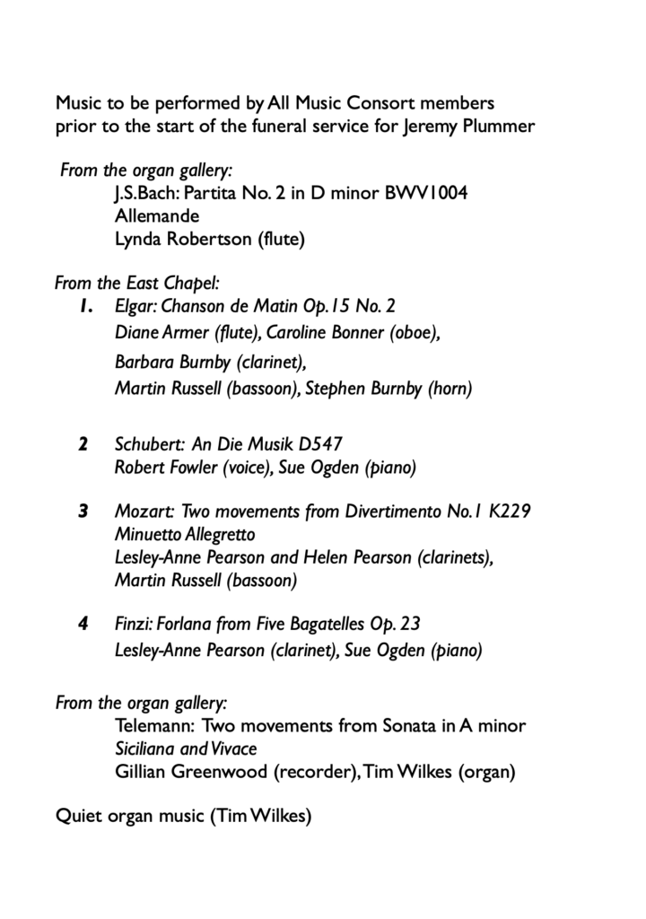 Jeremy Plummer Service of Thanksgiving - Live Streams